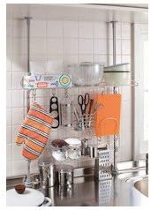 Amazon｜アネスティカンパニー 突っ張り式 ネット 収納 ラック ミニ 3点 シルバー 60×4.5×68cm パイプ2本 HO1606 ...