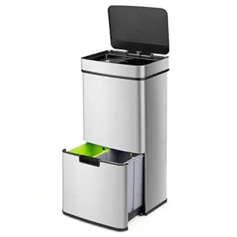 Giantex Stainless Steel Trash Can, Motion Sensor Garbage Can with 2 ...