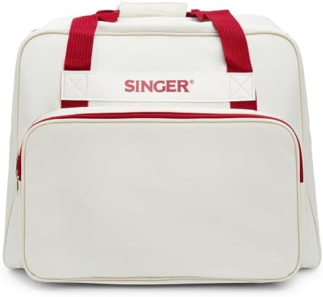 Amazon.com: SINGER Universal Sewing Machine Tote Bag | Cream/Red ...