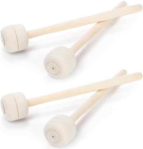 YOUEON 2 Pairs Drum Mallets Soft Felt, 34 cm Wool Felt Drum Stick with ...