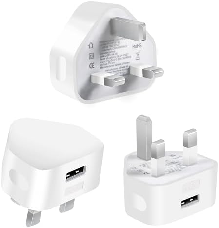 3 Pack White USB Plugs for iPhone & Other Mobiles - Compatible with ...