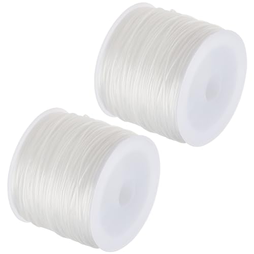 Beebeecraft 2 Rolls 100M Flat Elastic Crystal String 0.8mm White ...