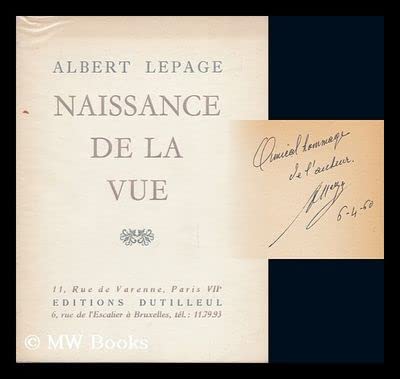 Naissance De La Vue : Poemes: Lepage, Albert: Amazon.com: Books
