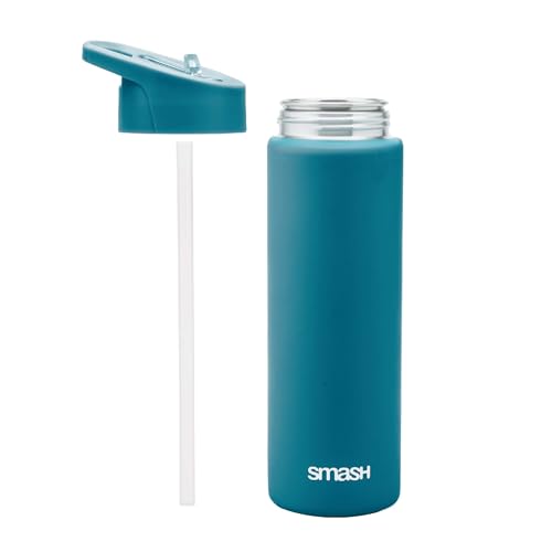 Smash Stainless Steel Drink Bottle with Flip Top Lid and Straw – Teal ...