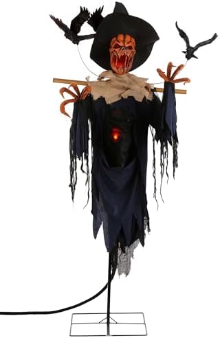 Amazon.com: Fun Costumes Giant 7FT Animated Scarecrow with Flying Crows ...