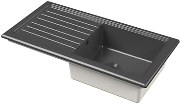 Balterley Ceramic Kitchen Sink with Drainer & Overflow Hole, 101cm Bowl ...