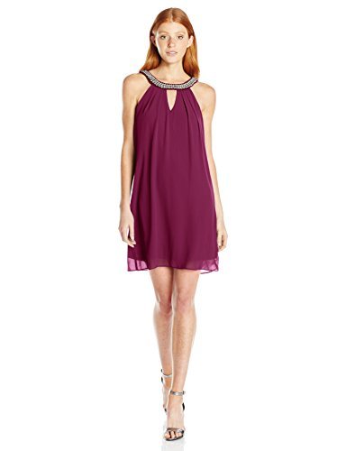 Buy A. Byer Juniors Banded Trim Neck Shift Dress with Dorito Pleats and ...