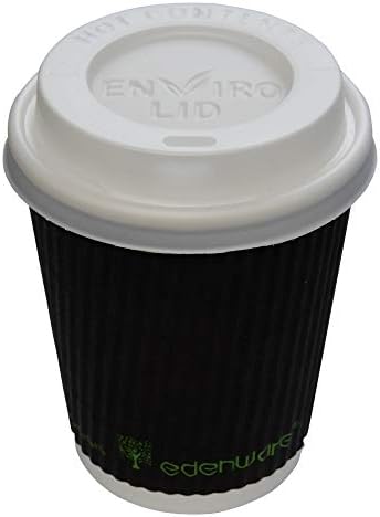 Edenware 50 8oz (227ml) or 12oz (340ml) Black Ripple 100% Compostable ...