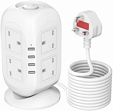 Hulker Tower Extension Lead with USB Slots, Multi Plug Extension 8 Way ...