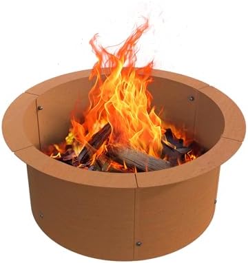Amazon.com: GJWCVL Fire Pit Ring Outdoor Wood Burning Fire Pit Liner 27 ...