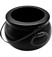 Amazon.com | 8" Plastic Black Cauldron Kettle Halloween Candy Bowl ...
