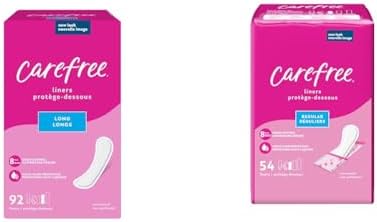 Amazon.com: Carefree Panty Liners, Long Unwrapped 92ct & Regular ...