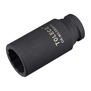 uxcell 1/2-Inch Drive 25mm 12-Point Deep Impact Socket, CR-MO Steel 78mm Length, Metric Sizes ...