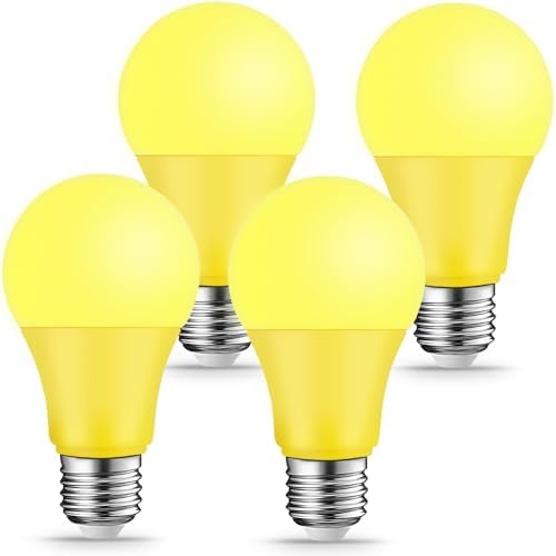 Yellow LED Bug Light Bulbs Outside, A19 LED Yellow Bug Bulb Outdoor 60W ...