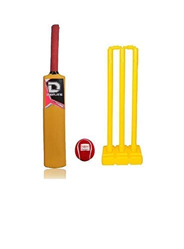 Buy AVS Plastic Cricket kit Set/3 Stumps with One Base and Cricket bat ...