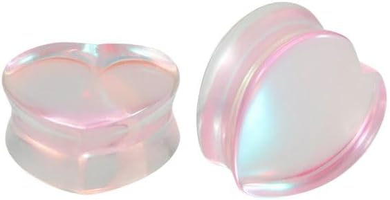 Amazon.com: Izpack Pink Heart Glass Ear Plugs Tunnels Double Flared Saddle Expander Stretcher ...