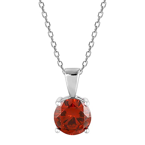 Buy GIVA 925 Sterling Silver Zircon Red Round Pendant with Link Chain ...