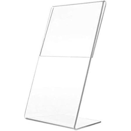 BIGIMALL Slanted Sign Holder - Landscape A4 - Clear Acrylic Stand 11" x ...