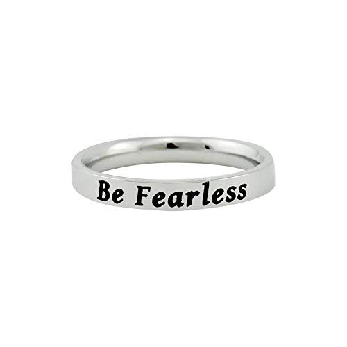 Amazon.com: Be Fearless - Stainless Steel Band Ring, Inspirational ...