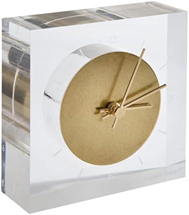 Amazon.com: russell+hazel Acrylic and Gold Desk Clock, 4" W x 4" L x 1. ...
