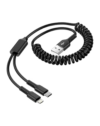Coiled Lightning Cable for iPhone 16 Pro Max, Curled Multi Charging ...