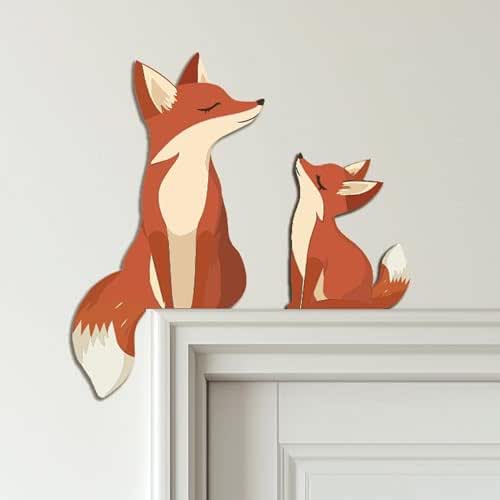 Amazon.com: 2 Cute Wooden Foxes Door Topper Home Decor Door Frame Decor ...