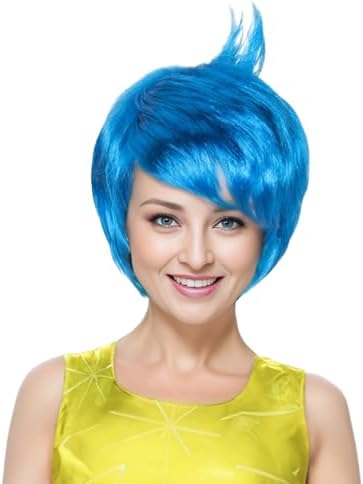 Amazon.com: Miss U Hair Women Short Straight Vibrant Blue Wig Sleek ...