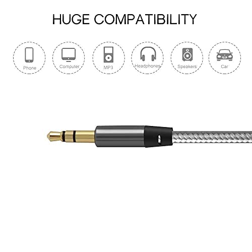 Aux Audio Cable with Microphone and in-line Control, 3.5mm Male to Male ...