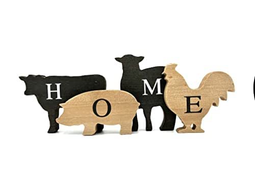 Amazon.com: Home Farmhouse Sign for Mantle - Stacked Farm Animals ...