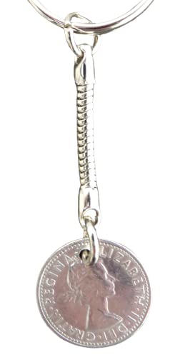 Lucky Sixpence 1957 Genuine English Old Tanner Coin Silver Keyring ...
