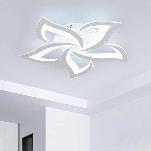 Goeco Dimmable Ceiling Light, White 5-Petals Flower Design Flush Mount ...