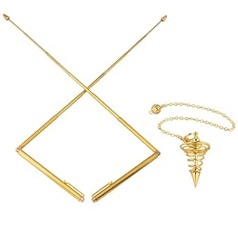 Amazon.com: 3 Pcs Dowsing Rods - Golden Divining Rods Set with Probe Pendulum | Portable L ...