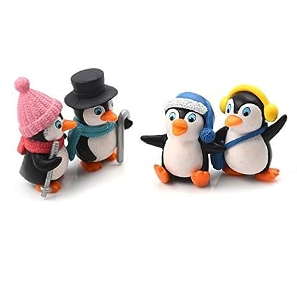 Penguin Toy Figure (3-5.2cm, White), Resin Showpiece (4 Penguin in 1 ...