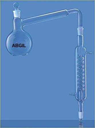 BOROSILICATE GLASS DISTILLATION APPARATUS WITH GRAHAM CONDENSER TH I/C ...