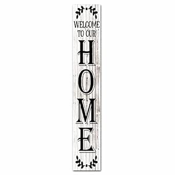 Welcome Sign for Front Door Porch – 4x16Inch Tall Vertical Wooden ...