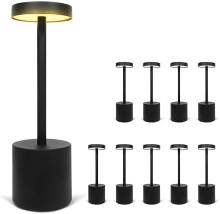 10 Pack - Black Rechargeable Cordless Table Lamps, Portable LED Desk ...