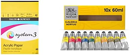 Daler-Rowney System3 Linen Texture 230gsm A2 Acrylic Paper Pad, Glued 1 ...