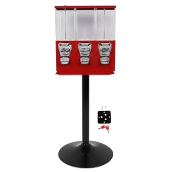 Candy Dispenser,Triple Currency Operated Candy Dispenser Gumball ...