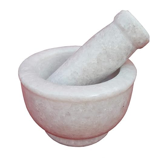 Buy SATGURU MART white marble mortar and pestle set stone grinder/khara ...