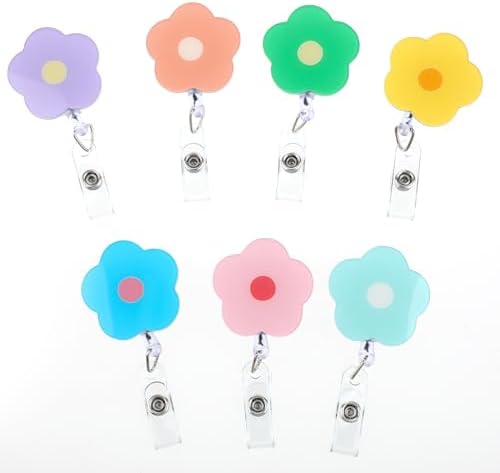 Amazon.com : DIVINA VITAE 7PCS Badge Reel, Flower ID Badge Holders ...