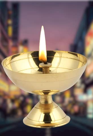 Buy MAHAMAYA Pure Brass Akhand Jyot Diya/Oil Ghee Lamp for Puja and ...
