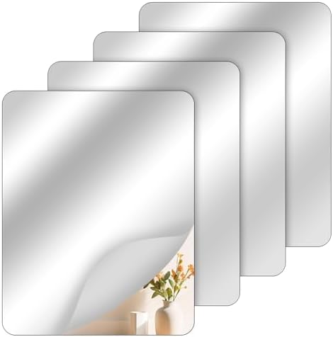 WHENZOO 4 Pack Self Adhesive Mirror Stickers - 30x20cm Acrylic Mirror ...