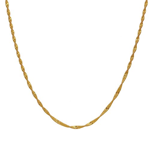 Memoir 24 KT Micron Gold 24 Inch Twisted design Singapore chain for Men ...