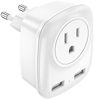 European Travel Plug Adapter, European Power Plug Adaptor with 2 USB ...
