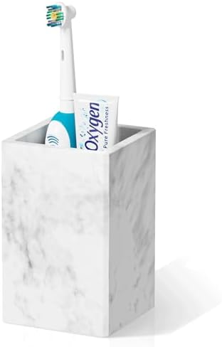 Amazon.com: Marble White Toothbrush Holder for Bathroom - Ceramic Tooth ...