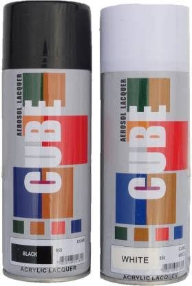 Cube Pack Of 2 Black Spray Paint and White Spray Paint 400ml For Car ...