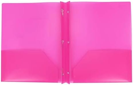 Amazon.com : Letter Size Plastic Folder with Pockets and 3 Metel Prongs ...