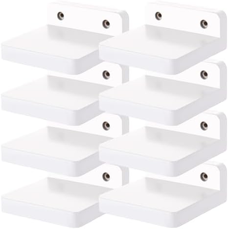 WOPPLXY 8 PCS White Wooden Square Small Floating Shelves, 10.2CM Mini ...