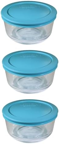 Amazon.com: Pyrex Storage 4 Cup Round Dish, Clear with Blue Lid ...