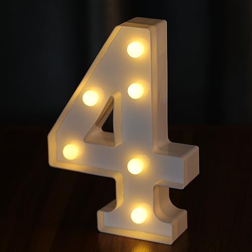 Pooqla Decorative Led Light Up Number Letters, White Plastic Marquee ...